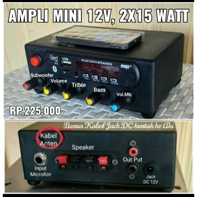 Jual POWER AMPLIFIER / AMPLI MINI 12 VOLT 40x2 Watt (MP3+ BLUETOOTH+ ...