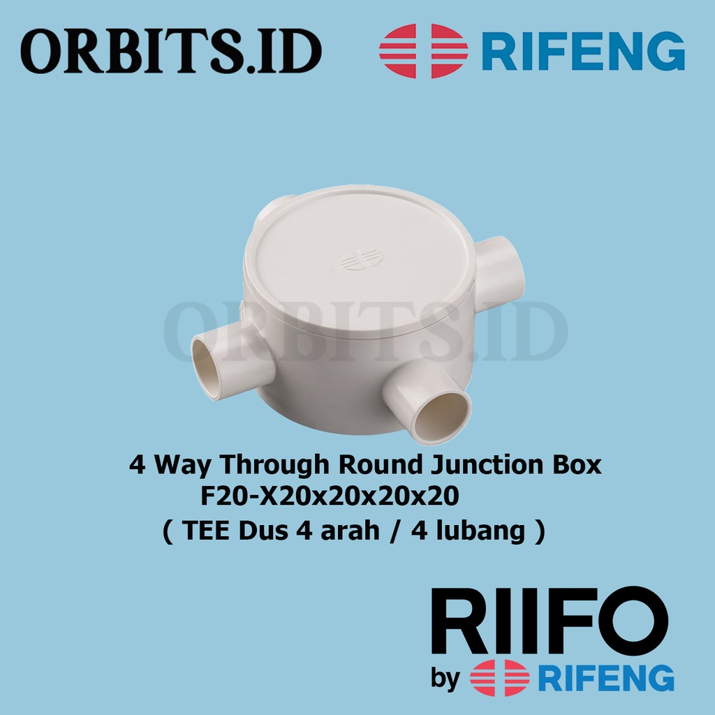 Jual Tee dus 4 arah / 4 Way Round Junction Box Conduit 20mm F20 ...
