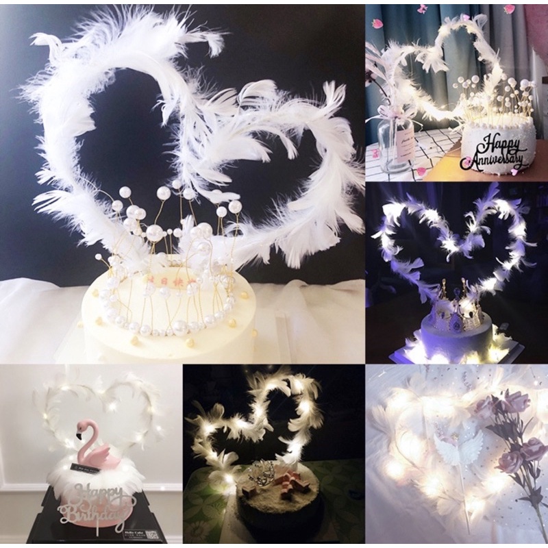 Jual cake topper long feather, hiasan cake bulu kawat (non lampu ...