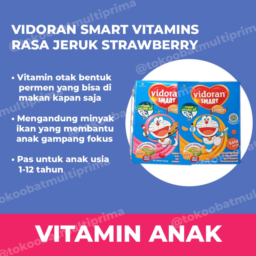 Jual Vitamin Otak Dan C Anak Vidoran Smart Isi 25 Tablet Hisap - Rasa ...