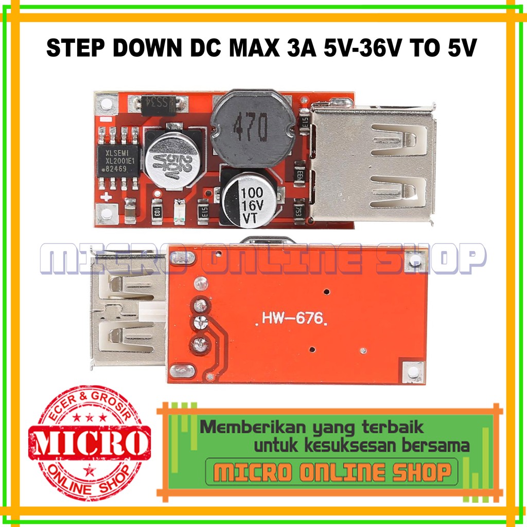 Jual Modul Power Bank DC-DC Step DOWN 5V-36V to 5V 3A Kit Powerbank ...