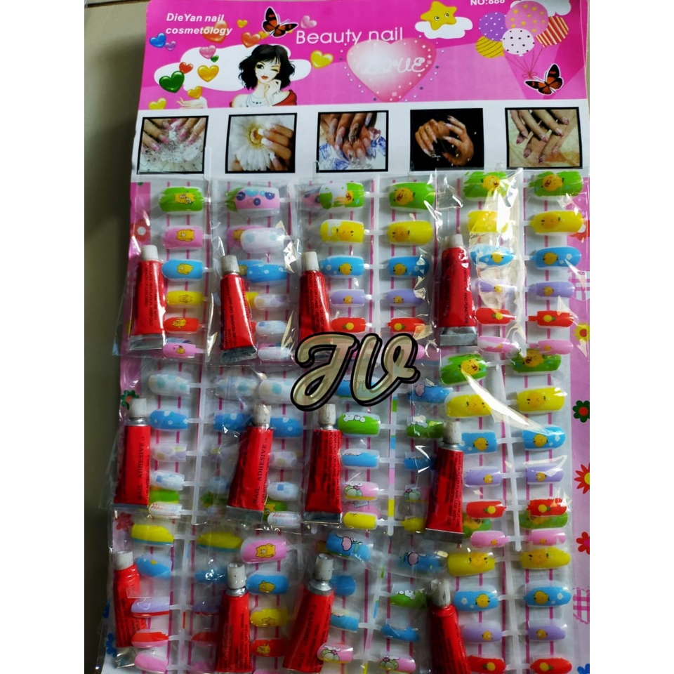 Jual MAINAN KUKU PALSU ANAK + lem sachet | Shopee Indonesia