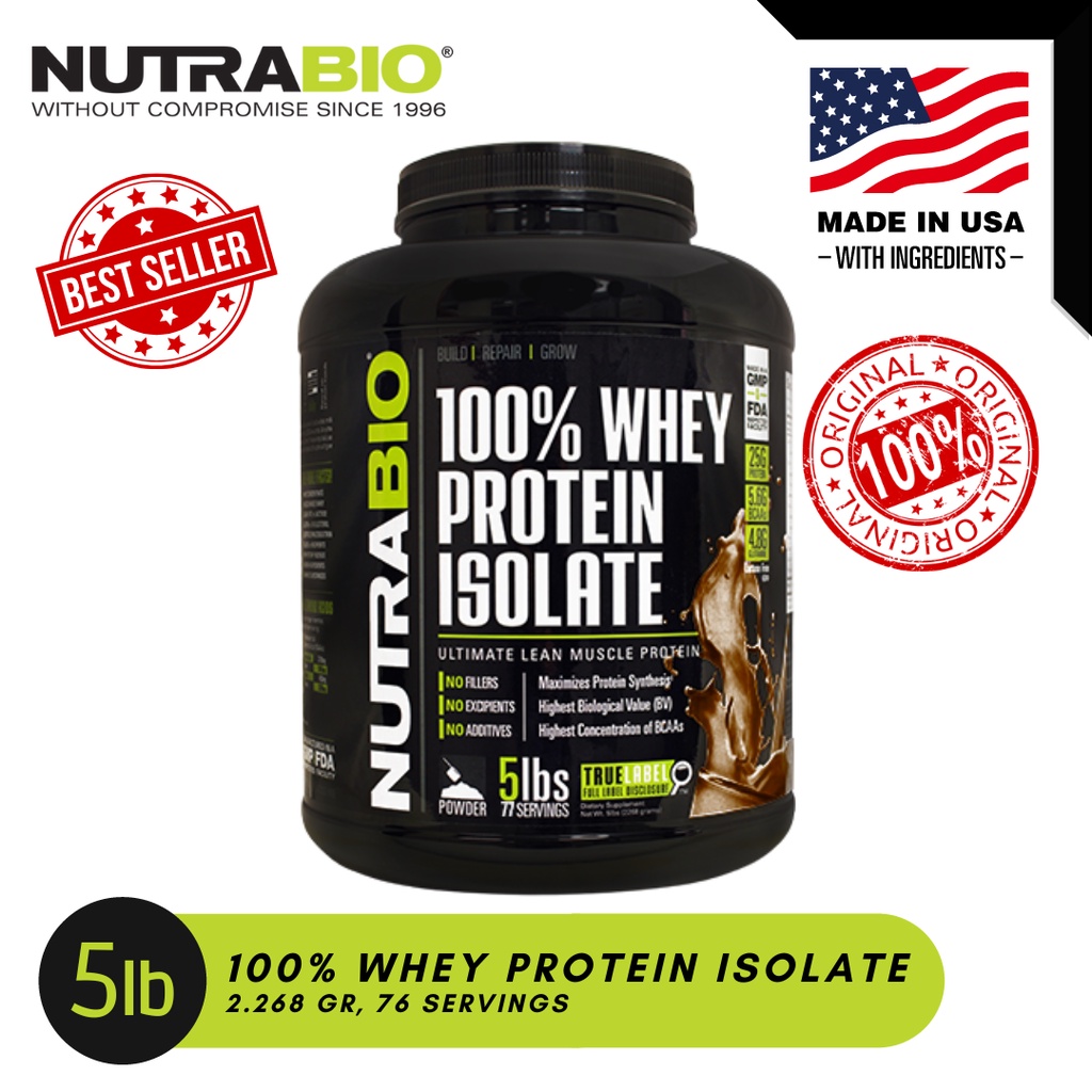 Jual WHEY PROTEIN ISOLATE, 100% WHEY PROTEIN ISOLATE 5LB NUTRABIO CLEAN ...