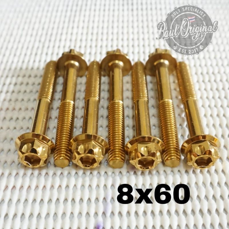 Jual Baut probolt 8x60 gold new model drat 12 panjang 6cm Heng thailand ...
