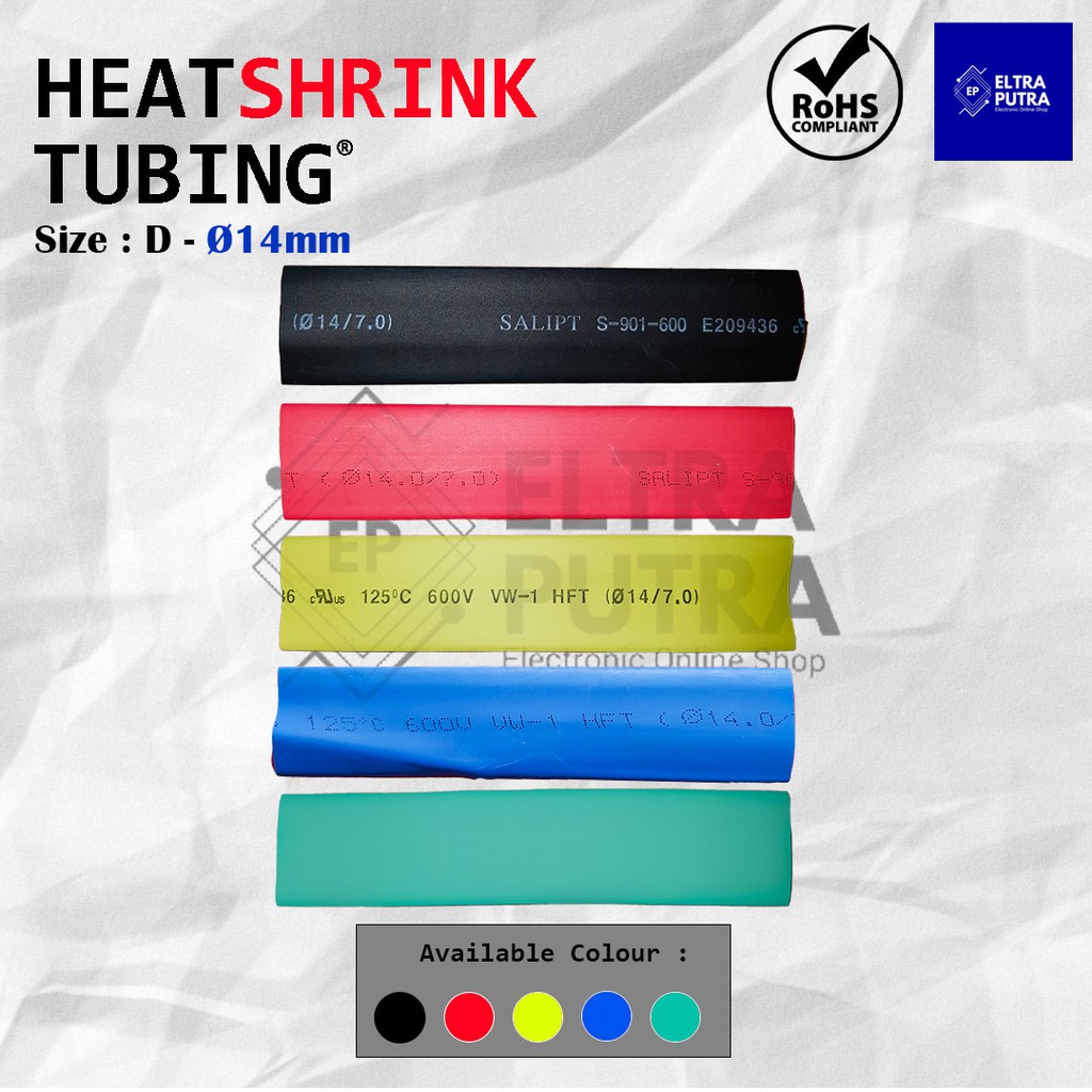 Jual HEATSHRINK 14mm Warna Warni LENGKAP Ecer, Selongsong Selang Bakar ...