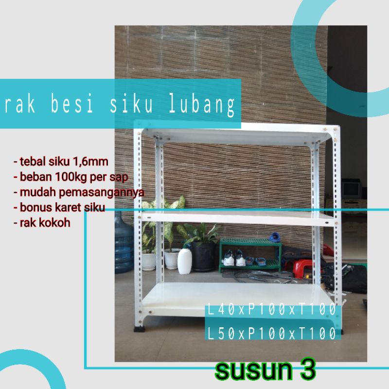 Jual rak besi siku serbaguna susun 3 tebal besi 1,6mm kw1 | Shopee Indonesia