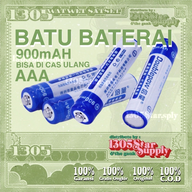 Jual Batu Baterai AAA cas casan di isi ulang Rechargeable NiMH 900mAh ...