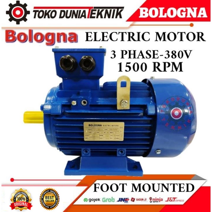 Jual BOLOGNA 1.5HP/1.1KW/4POLE/B3 FRAME 90S-4 MOTOR 3PHASE | Shopee ...