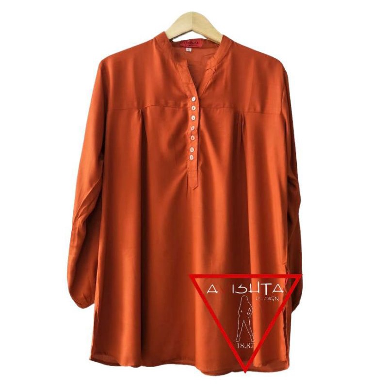 Jual Blus polos rayon merah bata Blouse polos rayon Blus polos jumbo ...