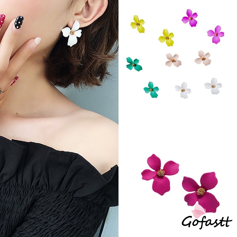 Jual Anting Bunga Aksesoris Wanita Model Warna Warni Gaya Korea G ...