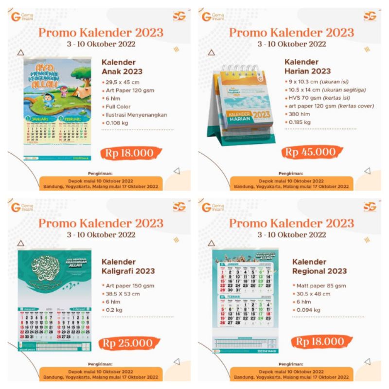 Jual Kalender Dinding/kalender meja/kalender Anak/kalender kaligrafi ...