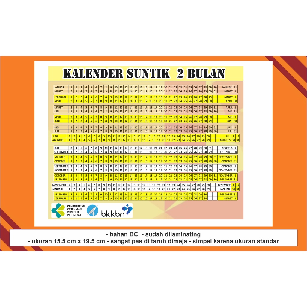 Jual Kalender KB 2 bulan termurah(laminating) | Shopee Indonesia