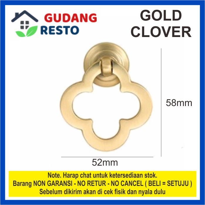 Jual HANDLE BESI TEMPA BRASS GOLD CLOVER EMAS KLOVER BUNGA DAUN TARIKAN ...
