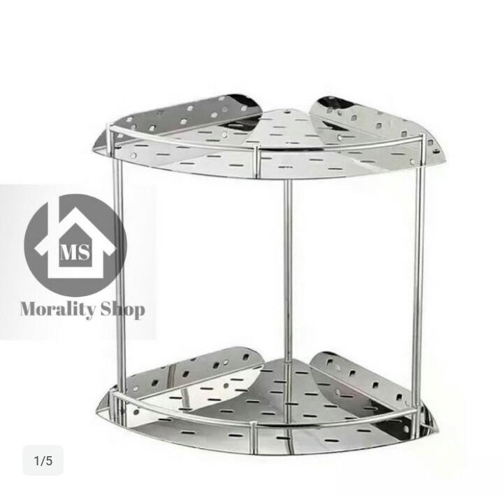 Jual Rak Sudut Stainless Double Murah PK- Rak pojok tempat bumbu Dapur ...