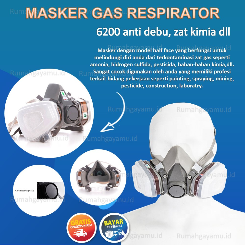 Jual Masker Gas Respirator Masker Asap Polusi Masker Penutup Muka ...