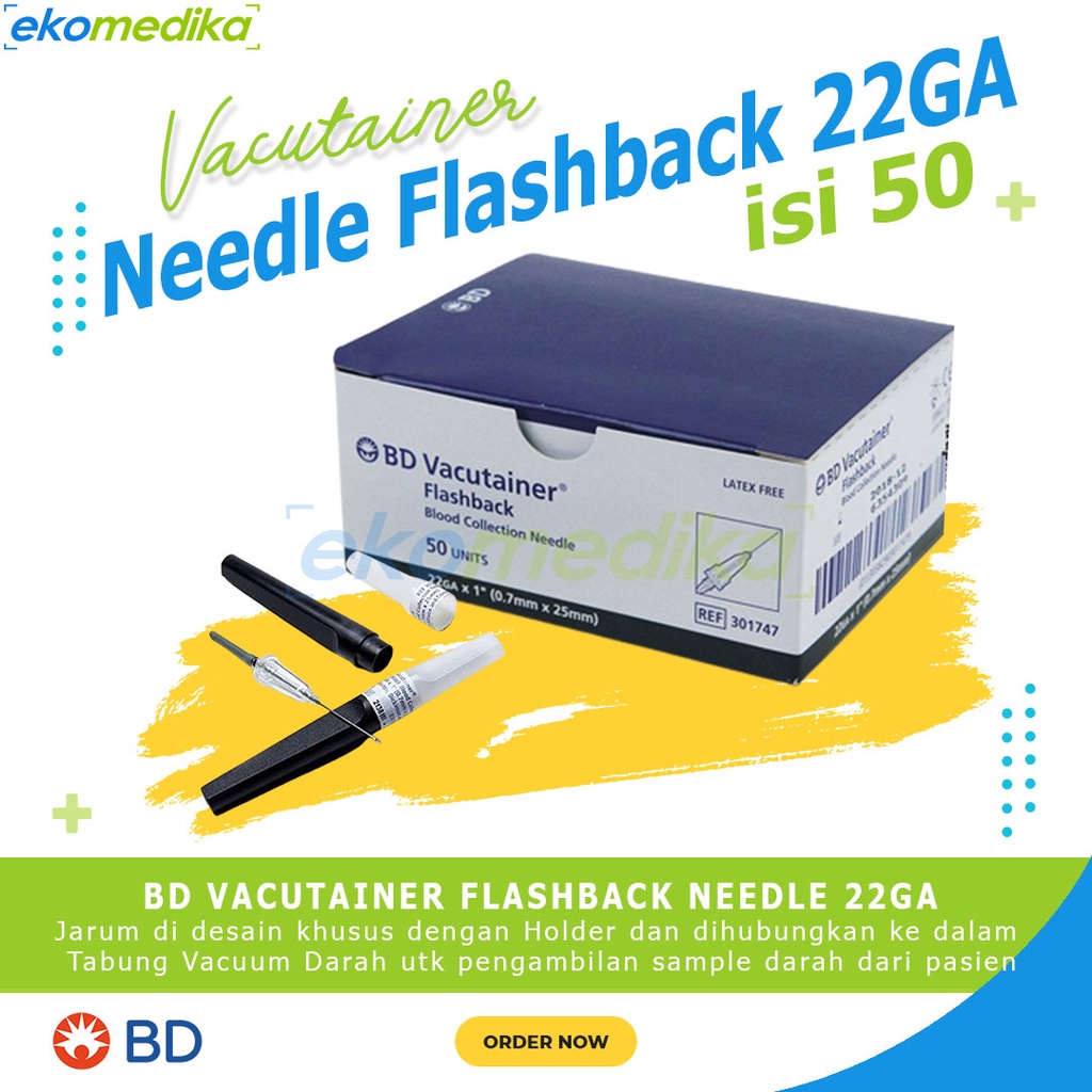 Jual Needle Flashback 22GA / 22G x 1" (0.7mm x 25mm) 301747 BD VACUTAINER ED. 11/2026 | Shopee ...