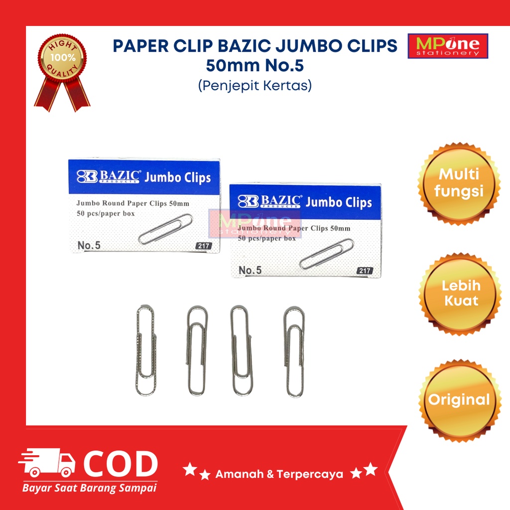 Jual Paper Clip Kertas No. 5 / Klip Kertas Jumbo / Penjepit kertas ...