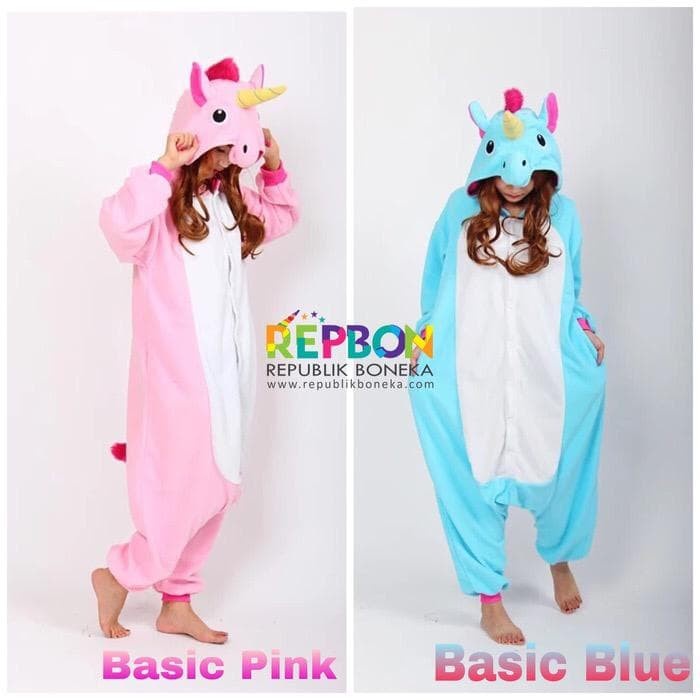 Jual BAJU KOSTUME DEWASA ONESIE UNICORN FLUFFY BLUE BIRU PIYAMA KOSTUM ...
