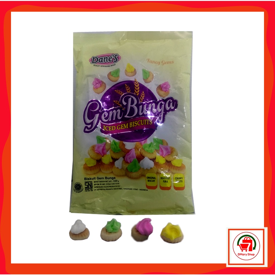 Jual Danes Gem Bunga Iced Gem Biskuit 220Gram | Shopee Indonesia