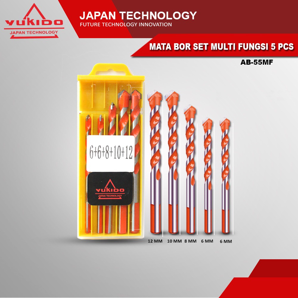 Jual YUKIDO MATA BOR multifungsi SET 5PCS mata bor beton keramik tembok ...