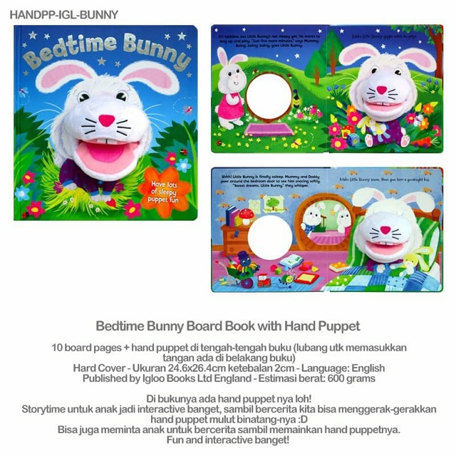 Jual bedtime bunny hand puppet board book | Shopee Indonesia