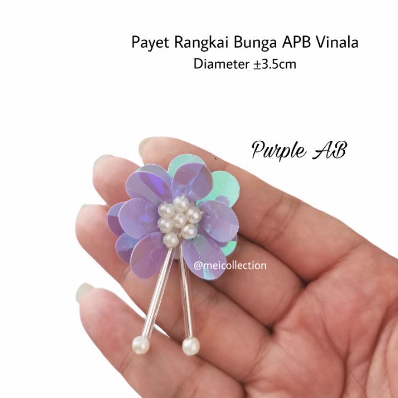 Jual payet rangkai bunga APB Vinala dusty purple 3cm 4cm kebaya gamis ...