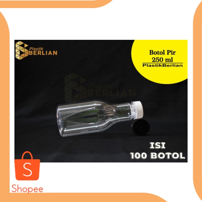 Jual Botol Pir 250 ml Botol Plastik PET Isi 100 warna Hitam Putih ...