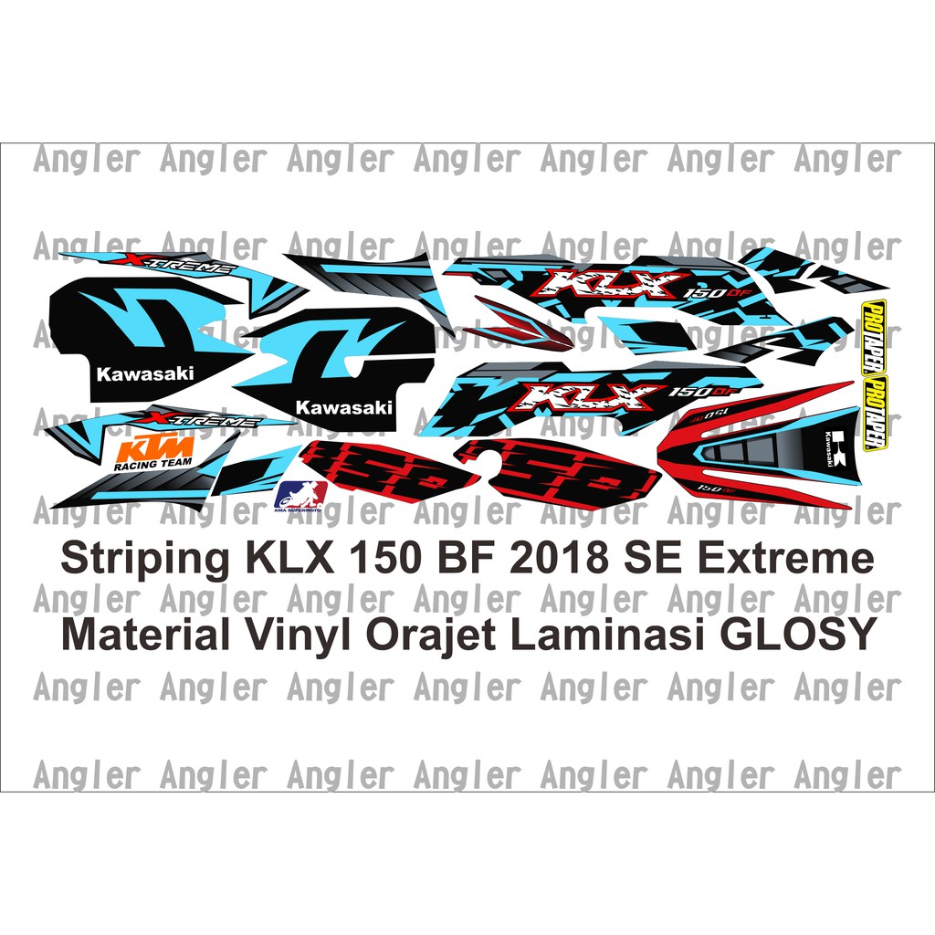 Jual sticker STRIPING KLX 150 BF 2018 SE Extreme biru | Shopee Indonesia