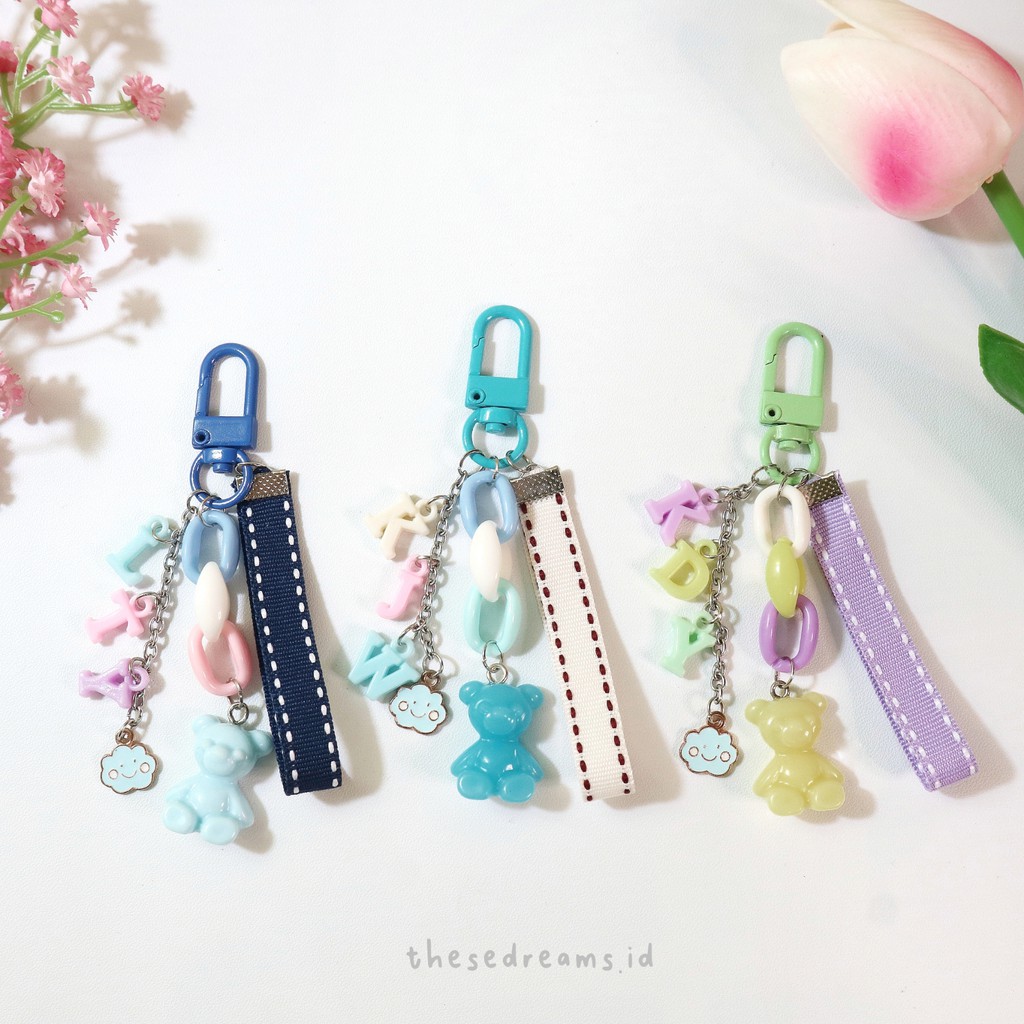 Jual Initial Bear Keychain | Gantungan kunci Nama custom | Shopee Indonesia