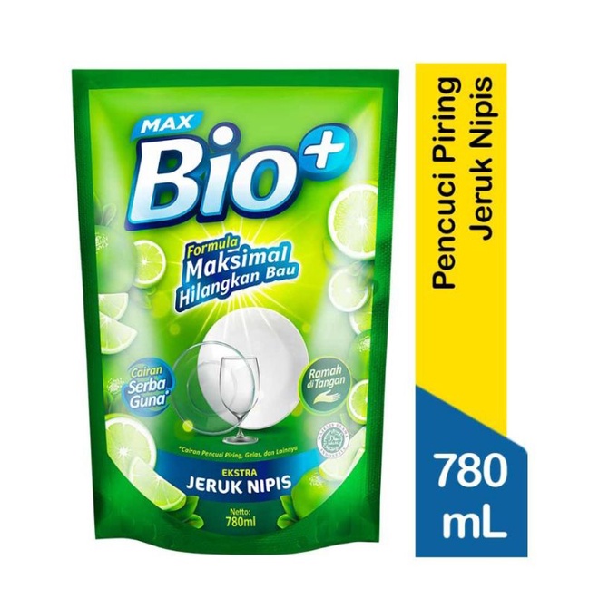 Jual Max Bio+ Bio + Cairan Sabun Pencuci Piring 780 ml | Shopee Indonesia