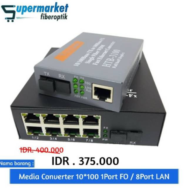 Jual Media Converter 8 PORT LAN 1 Port Fiber Optik 100 Mbps Fast ...