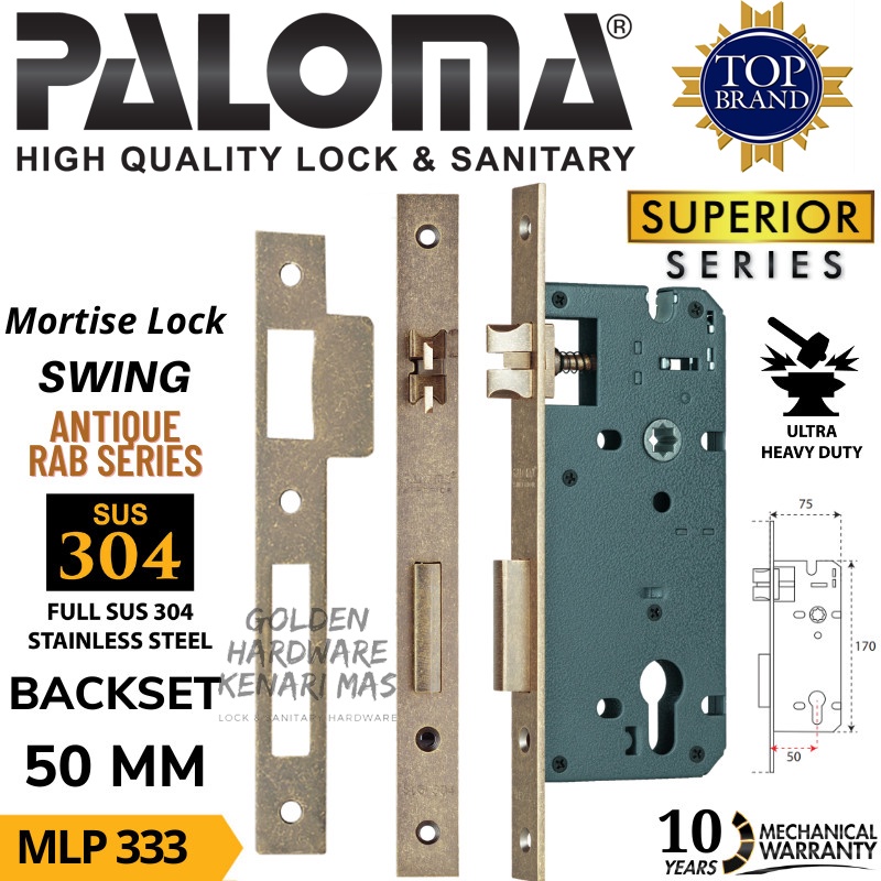 Jual BODY KUNCI MORTISE LOCK PINTU SWING PALOMA MLP 333 SUPERIOR SWING ...