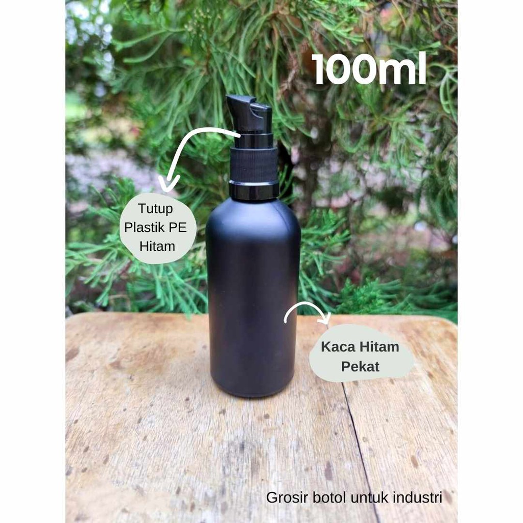 Jual Botol Skincare Kaca Hitam 100ml Botol Serum Pump Botol Kosmetik ...