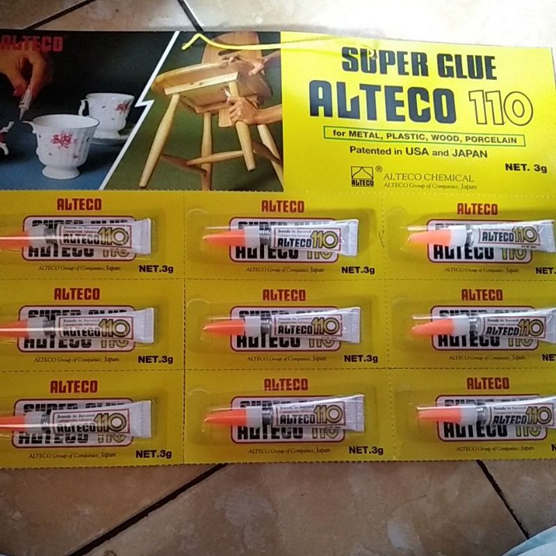 Jual PROMO 1 lembar isi 12 tube lem ALTECO 110 NETTO 3GRAM Lem super glue lem serbaguna ...
