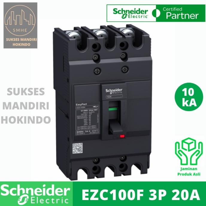 Jual MCCB 3 Phase 20 Ampere 3p 20a Original SNI Schneider EasyPact EZC100F | Shopee Indonesia