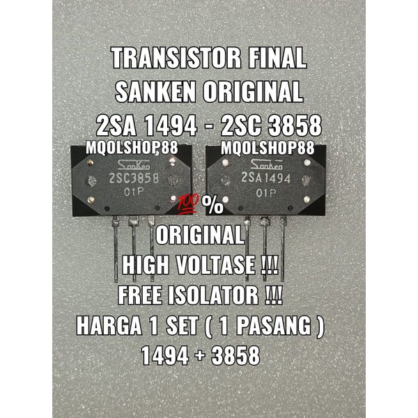 Jual TR FINAL SANKEN 2SA1494 2SC3858 2SA 1494 2SC 3858 ORIGINAL TRANSISTOR | Shopee Indonesia