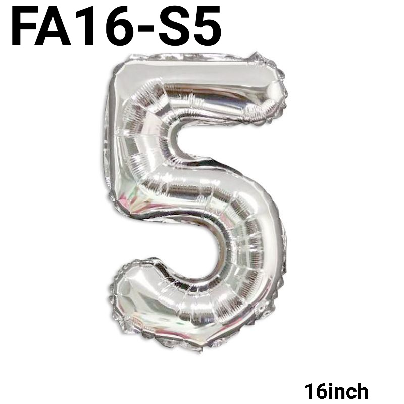 Jual FA16-S Balon foil angka 16 inch 40 cm nomer nomor perak silver ...
