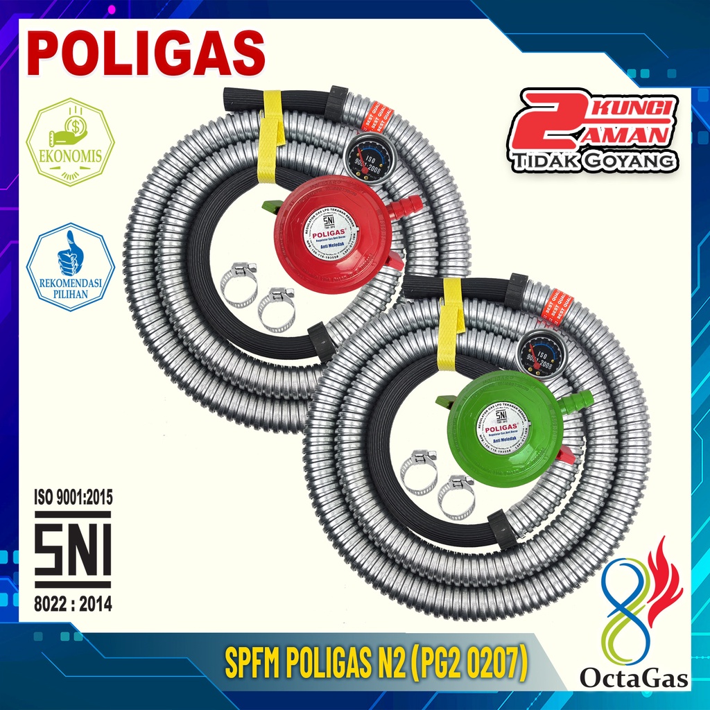 Jual Poligas Paket Selang Gas + Regulator Gas 2 Pengunci (PG2 0207 ...