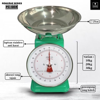 Jual RH-QE Timbangan Analog Manual Besi Stainless Buah Jarum Serbaguna 10kg 20kg 30kg Timbangan ...