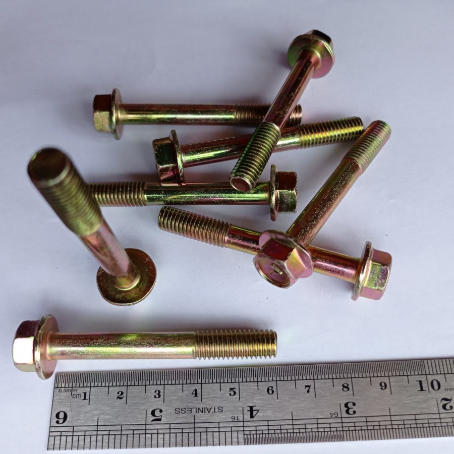 Jual FLANGE BOLT M8 X 60 / BAUT TOPI M8 X 60 KUNING / FLANGE BOLT M8X60 KUNING / BAUT M8 / BAUT ...