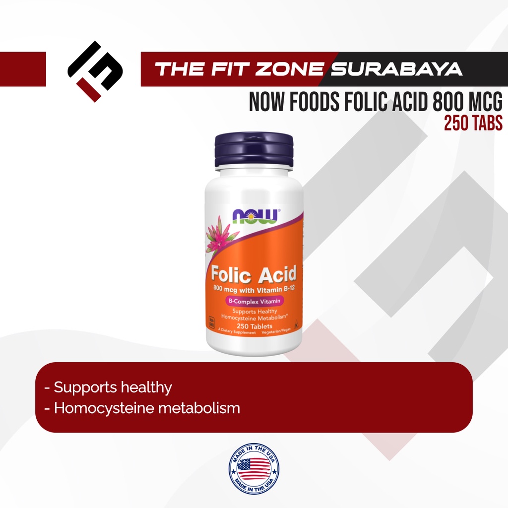 Jual NOW Foods Folic Acid 800mg + Vitamin B-12 MCG 250 Tablet Vitamin ...