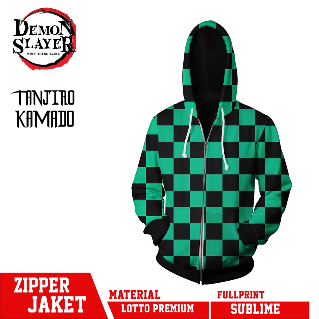 Jual ZIPPER JAKET ANIME TANJIRO KAMADO DEMON SLAYER FULLPRINT | Shopee ...