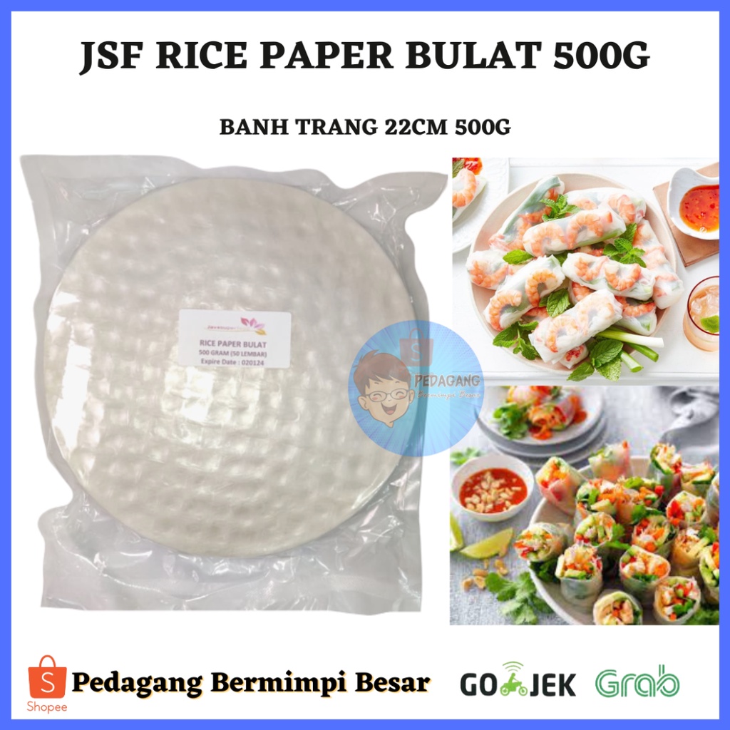 Jual JSF RICE PAPER BULAT 500G isi 50sheet/ Banh Trang Rice Paper ...