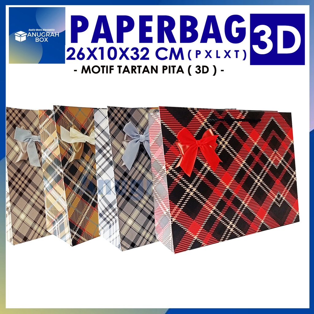 Jual Paperbag Paper Bag Kantong kertas Aneka warna Motif 32x10x26cm ...