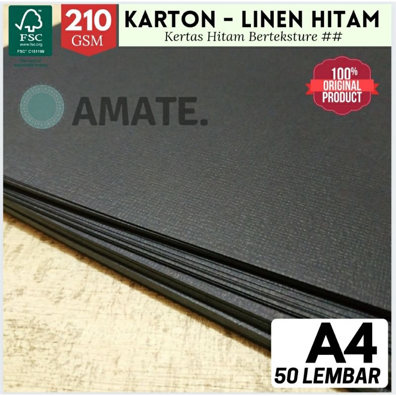 Jual Kertas Linen Hitam A4 Karton 210gsm isi 50 Lembar | Shopee Indonesia