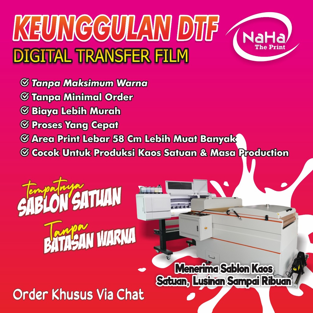 Jual CETAK SABLON DTF SIAP PRESS SATUAN DAN METERAN MURAH CUSTOM | Shopee Indonesia