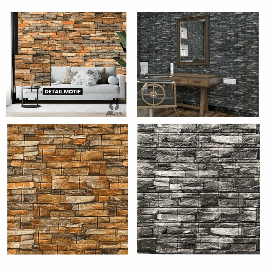 Jual 3D wallfoam dinding wallpaper busa foam batu bata alam premium ...