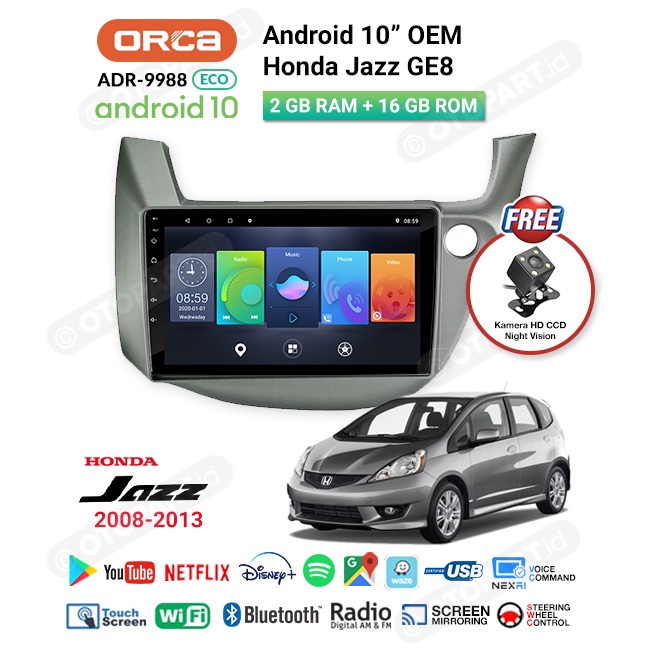 Jual Head Unit Android Jazz GE8 2008- 2014 Orca 9988 ECO 10 Inch ...