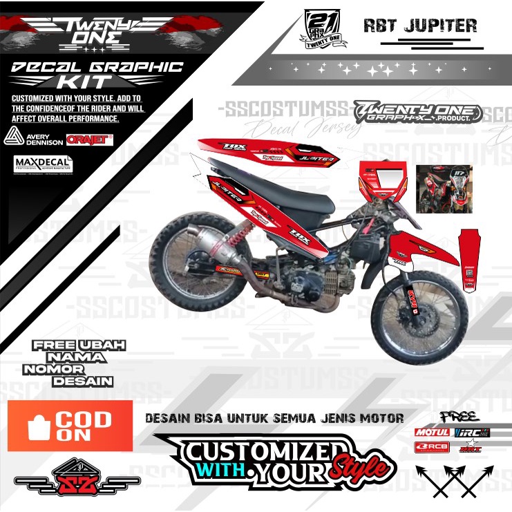 Jual rbt decal rbt jupe kar 1f 0722 ⭐JUPITER VEGA NEW motor trail REVO ...
