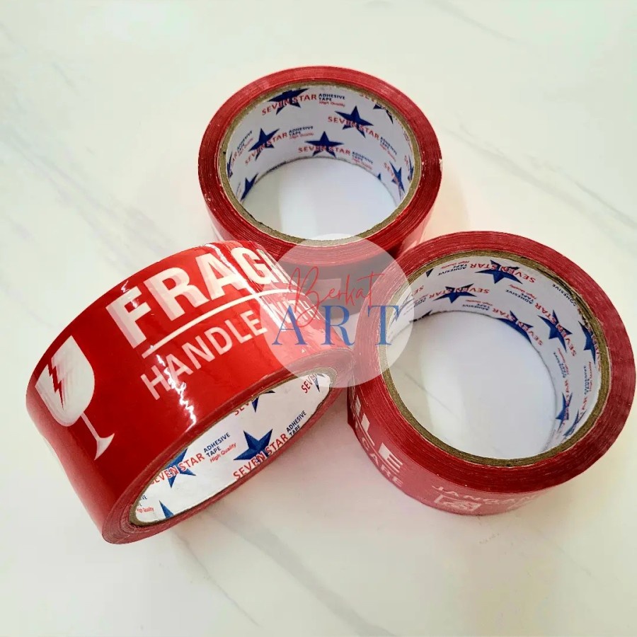 Jual Lakban Isolasi FRAGILE Merah Putih 2 Inch 48mm x 50m SEVEN STAR ...